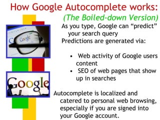 Seo and the Inner Workings of Google Autocomplete | PPT
