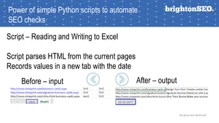 Automate your SEO checks with Python 2017 | PPTX | Programming ...