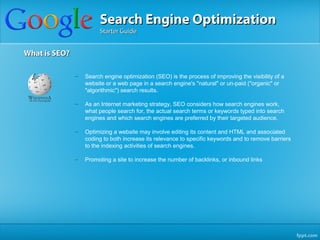 Search Engine Optimization Starter Guide | PPT | Internet for Beginners ...