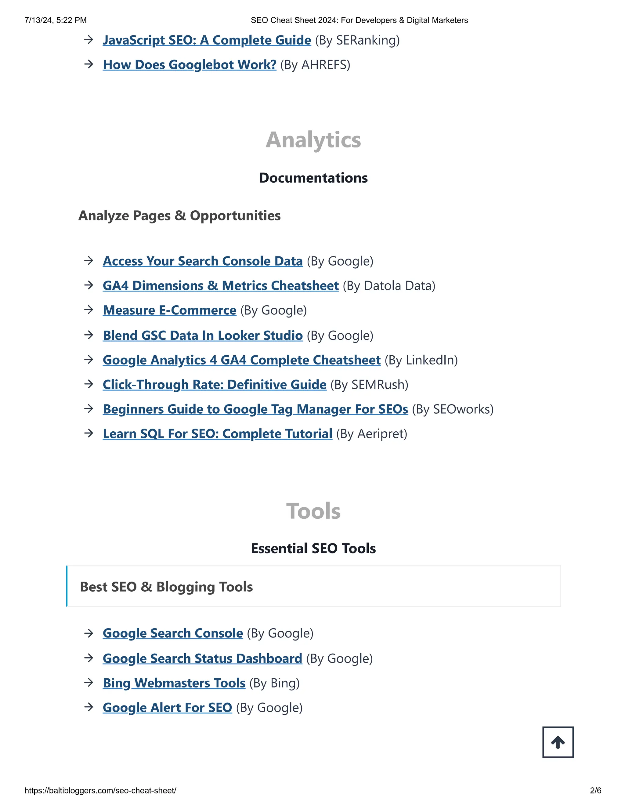 SEO Cheat Sheet with Learning Resources by Balti Bloggers.pdf