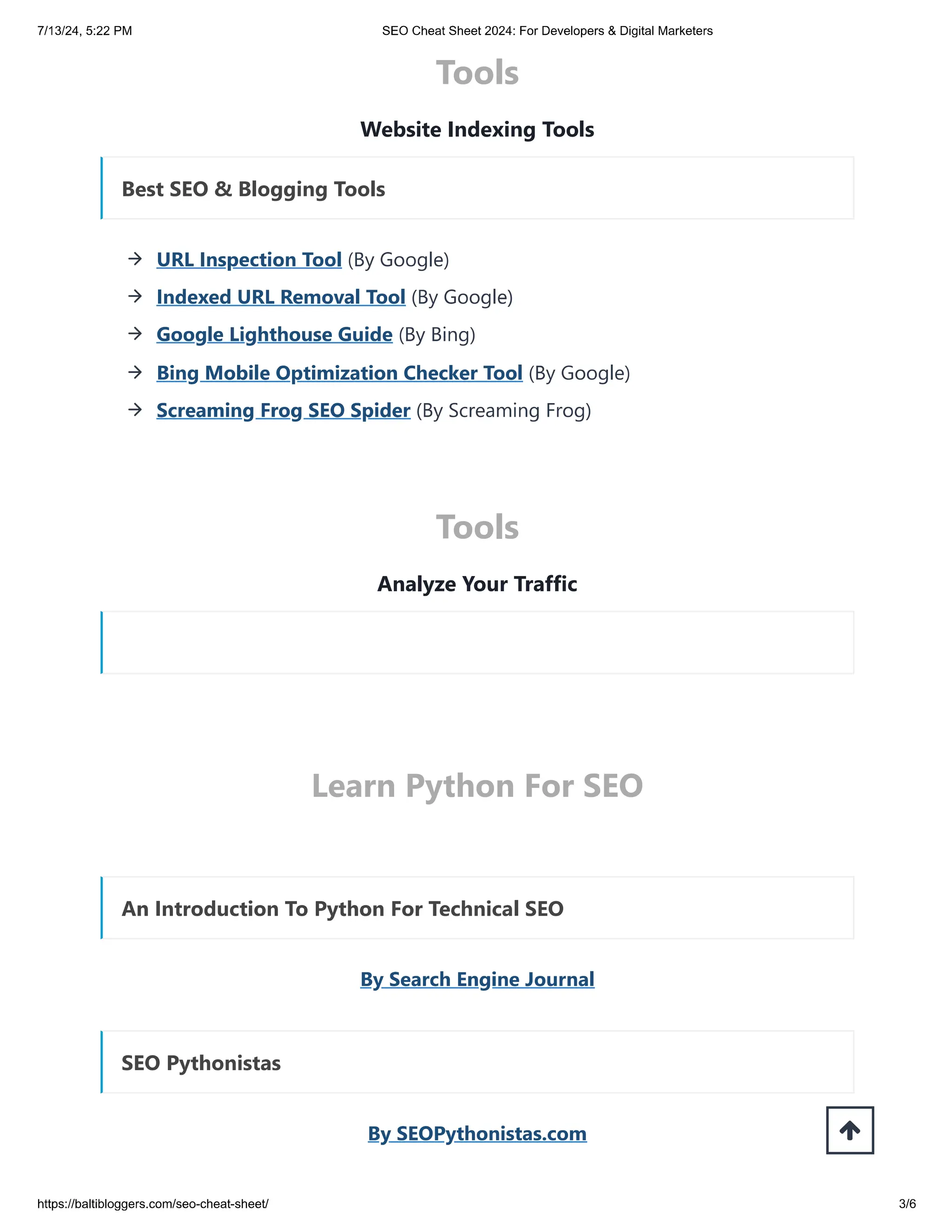 SEO Cheat Sheet with Learning Resources by Balti Bloggers.pdf