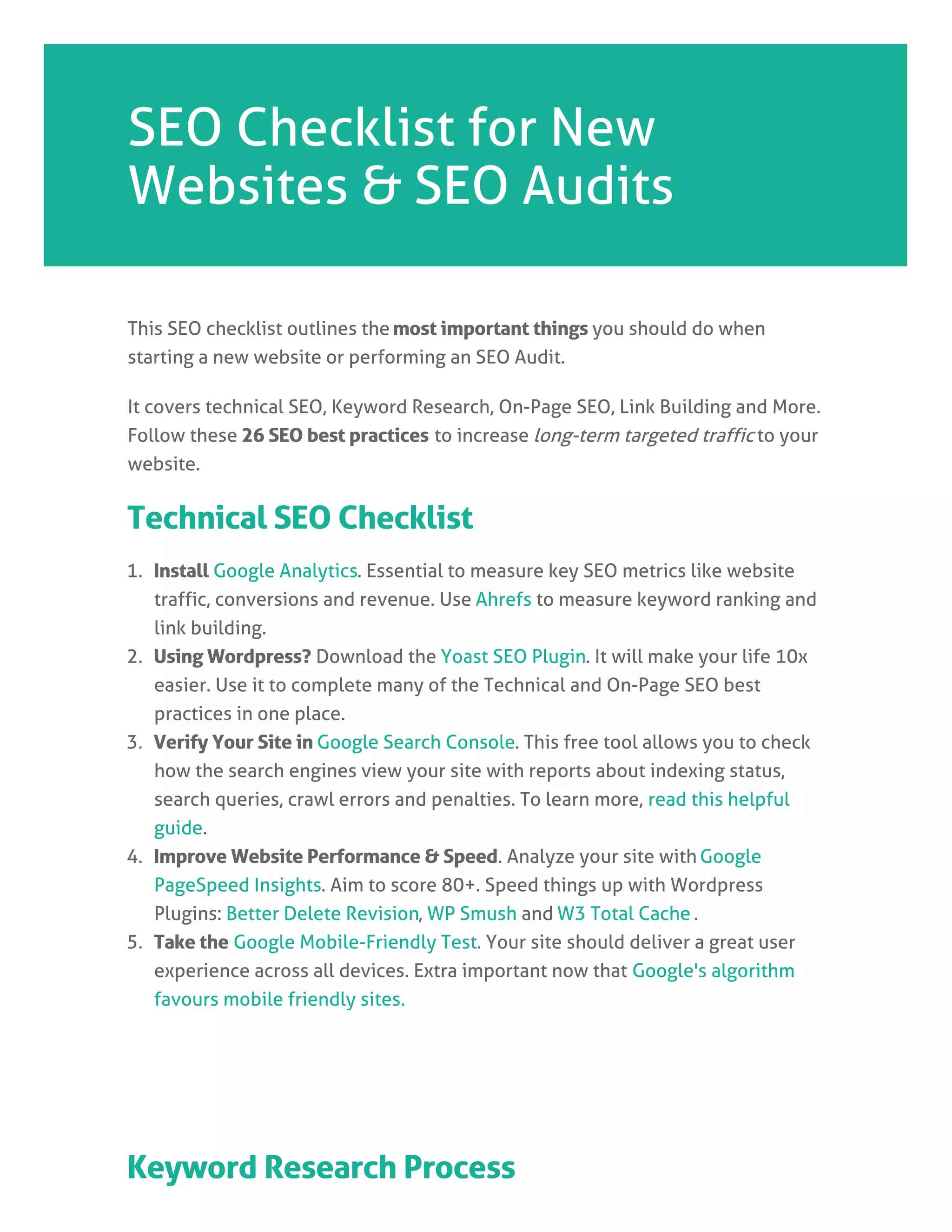 Seo checklist | PDF
