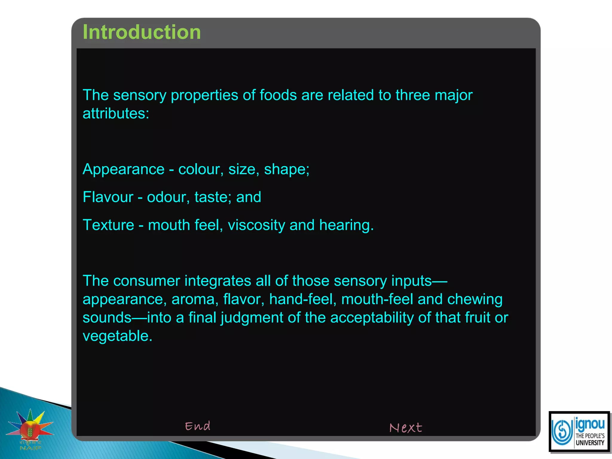 Sensory Evaluation of Fruits and Vegetables | PPT