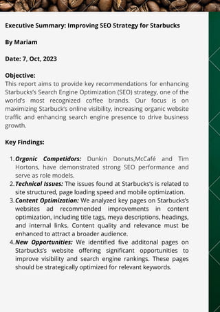 SEO for Starbucks by Mariam Lawan ....... | PDF