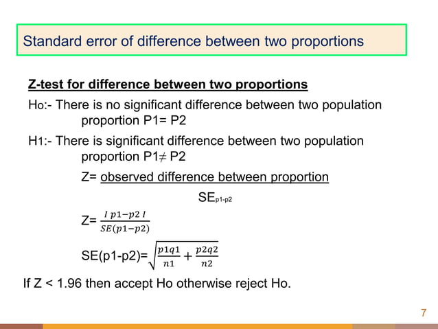 Standard Error of Proportion & Two Proportions | PPTX