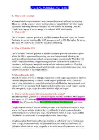 SEO INTERVIEW QUESTIONS AND ALL DIGITAL MARKETING | PDF