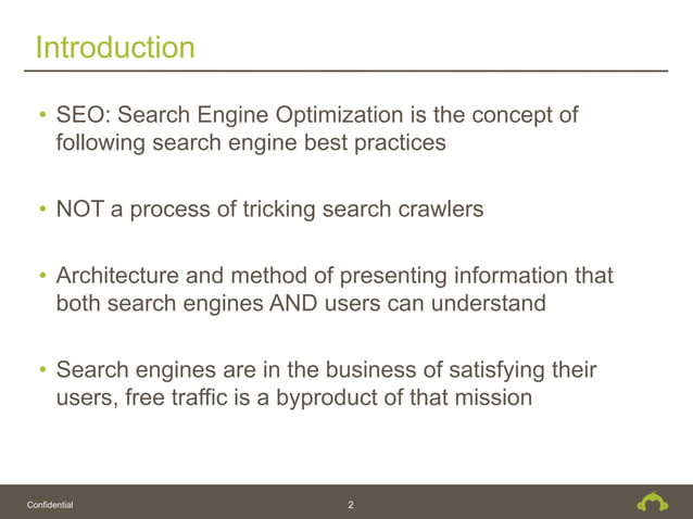 SEO Overview. Search Engine Optimization Basics | PPT