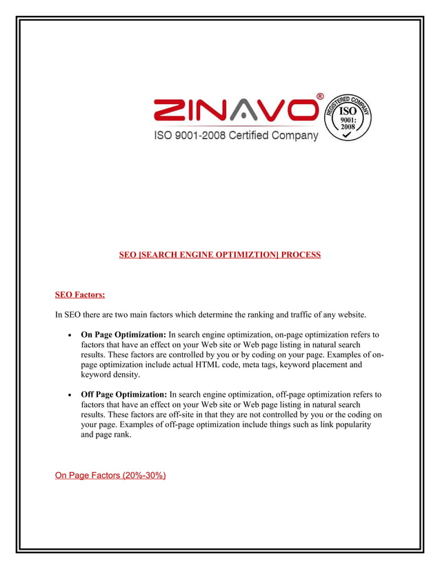 Seo process zinavo | PDF