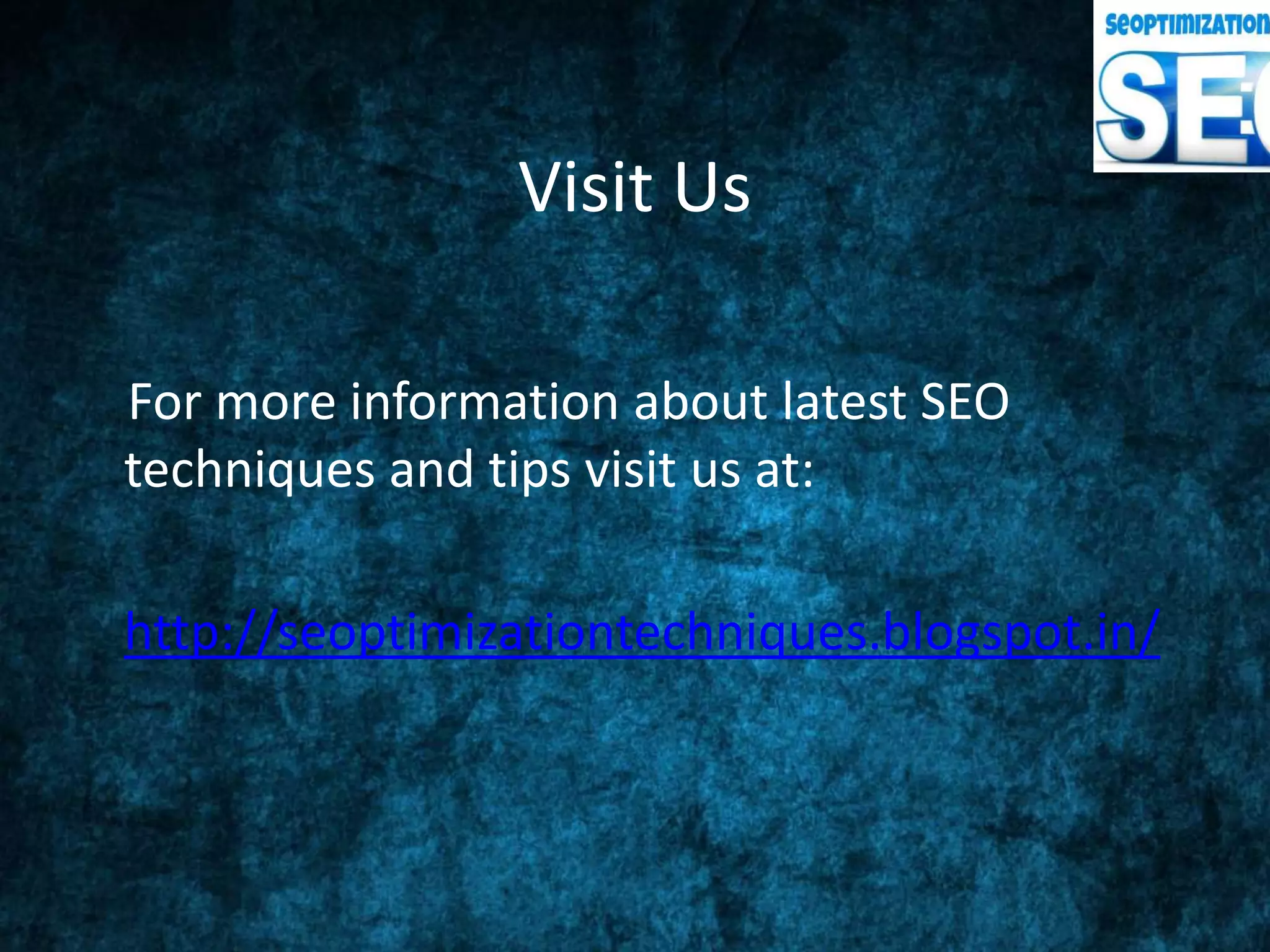 Seo Optimization Techniques | PPTX