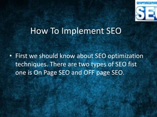 Seo Optimization Techniques | PPTX
