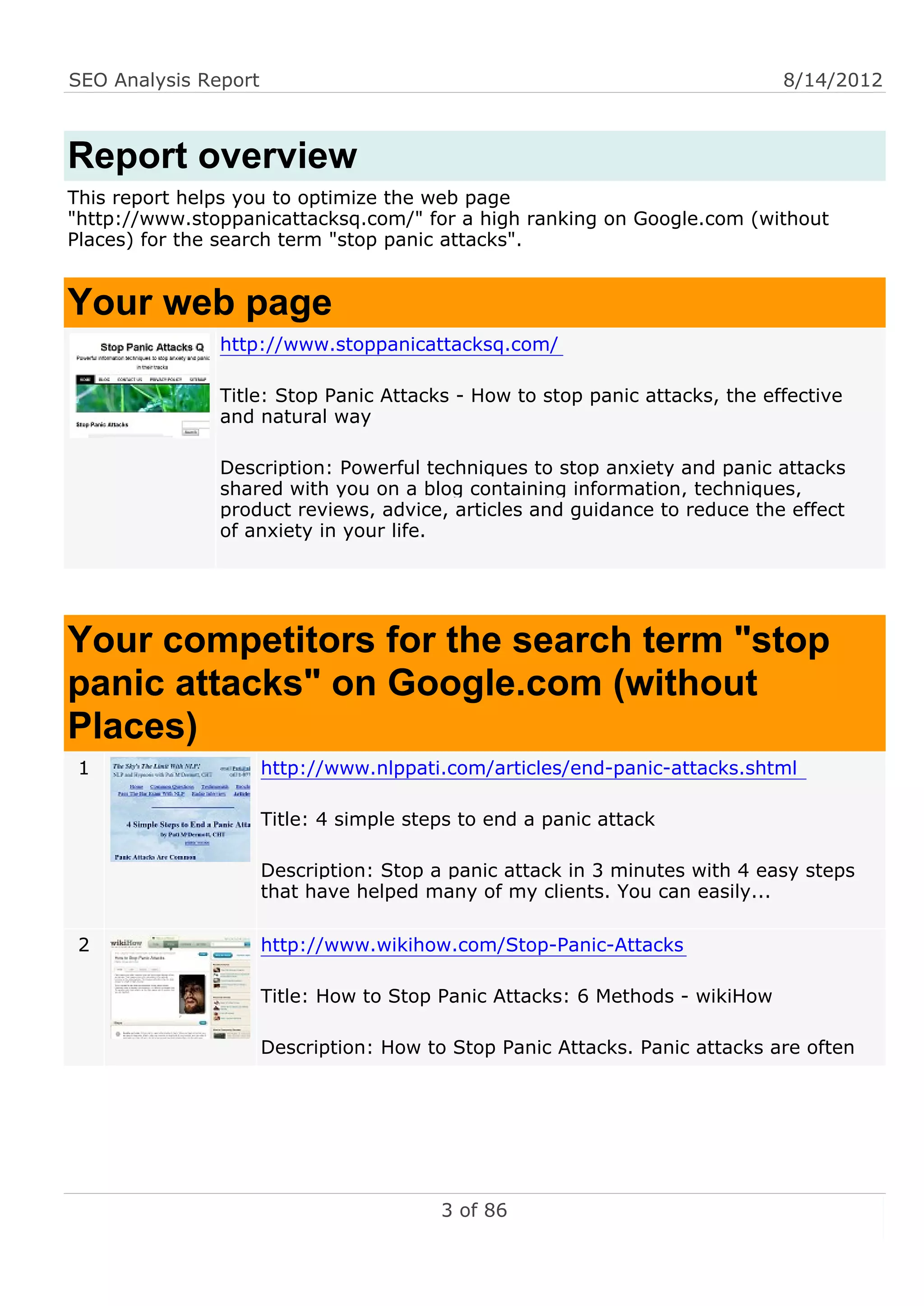 SEO Analysis Sample Report | PDF