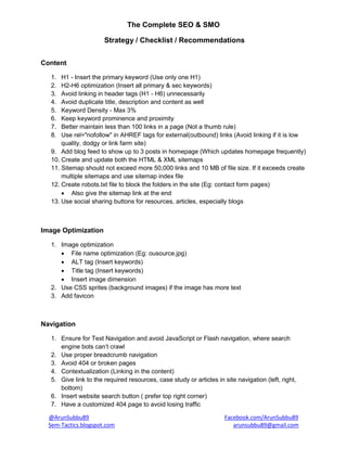 SEO & SMO Strategy, Checklist, Recommendations | PDF