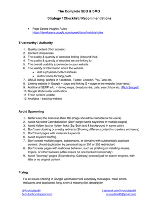 SEO & SMO Strategy, Checklist, Recommendations | PDF