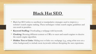 SEO techniques black, white and grey hat SEO | PPT