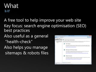 Optimising your site for search engines | PPTX