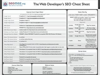 SEO web developer cheat sheet | PPT