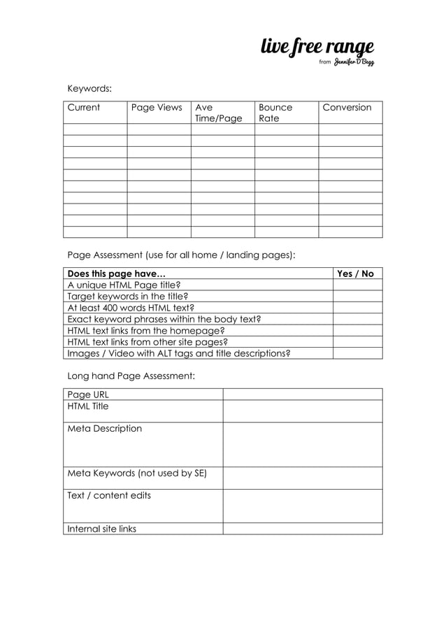 Seo worksheets | PDF