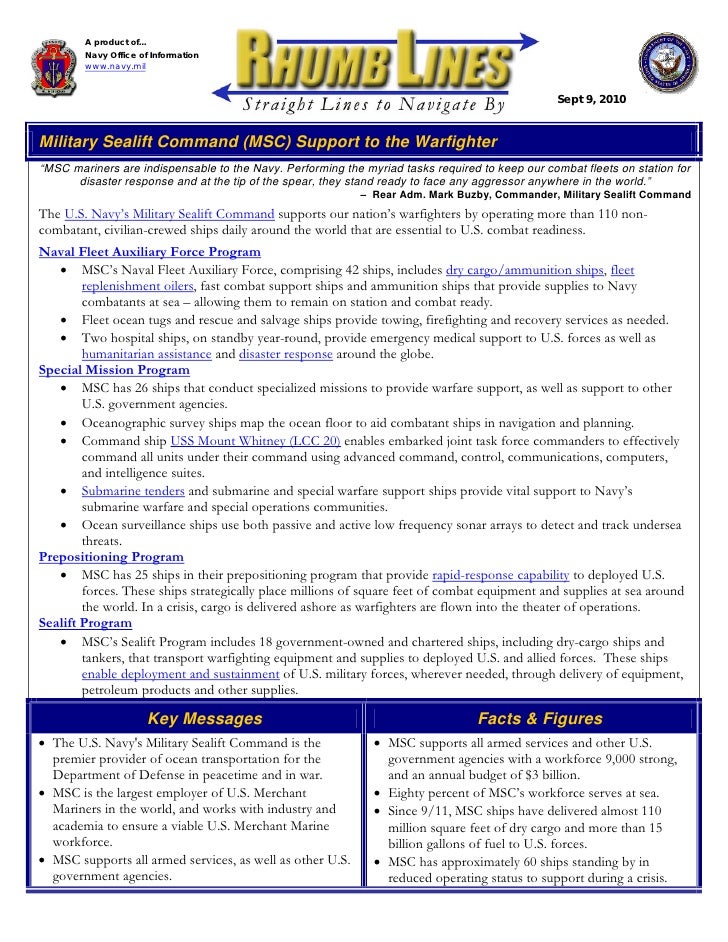 Sep 9 2010 military sealift command support to the warfighter