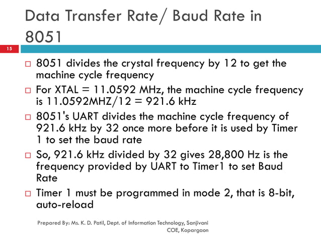 SE PAI Unit 5_Serial Port Programming in 8051 microcontroller_Part 1 | PPT