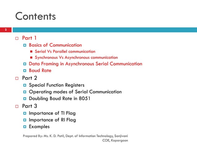 SE PAI Unit 5_Serial Port Programming in 8051 microcontroller_Part 1 | PPT