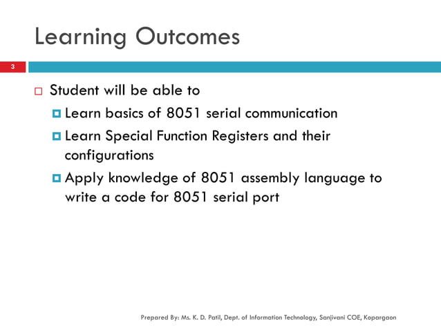 SE PAI Unit 5_Serial Port Programming in 8051 microcontroller_Part 1 | PPT