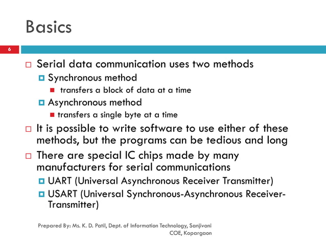 SE PAI Unit 5_Serial Port Programming in 8051 microcontroller_Part 1 | PPT