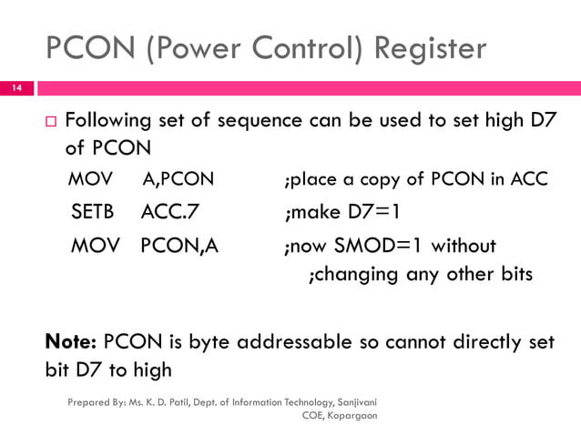 SE PAI Unit 5_Serial Port Programming in 8051 microcontroller_Part 2 | PPT
