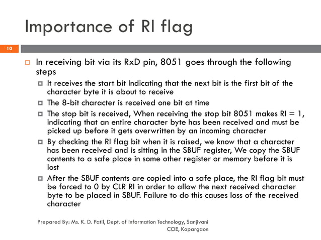 SE PAI Unit 5_Serial Port Programming in 8051 micro controller_Part 3 | PPT