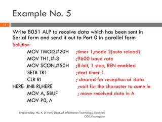 SE PAI Unit 5_Serial Port Programming in 8051 micro controller_Part 3 | PPT
