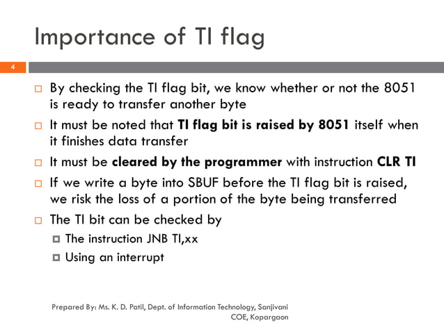 SE PAI Unit 5_Serial Port Programming in 8051 micro controller_Part 3 | PPT
