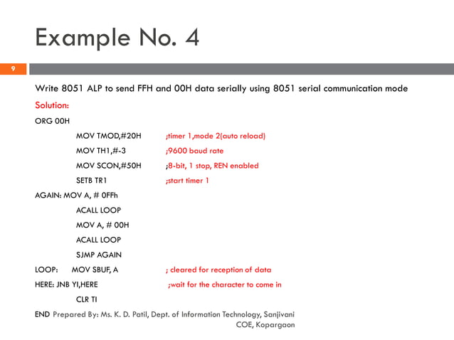 SE PAI Unit 5_Serial Port Programming in 8051 micro controller_Part 3 | PPT