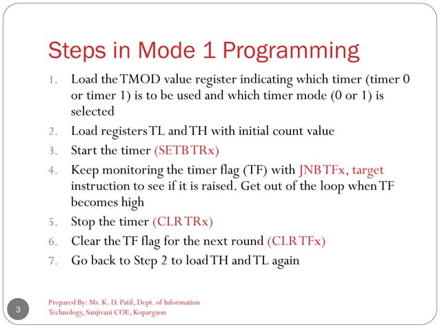 SE PAI Unit 5_Timer Programming in 8051 microcontroller_Part 2 | PPT