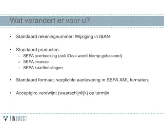 SEPA IBAN in bedrijf met FinBoost | PPTX | Business | Business and Finance