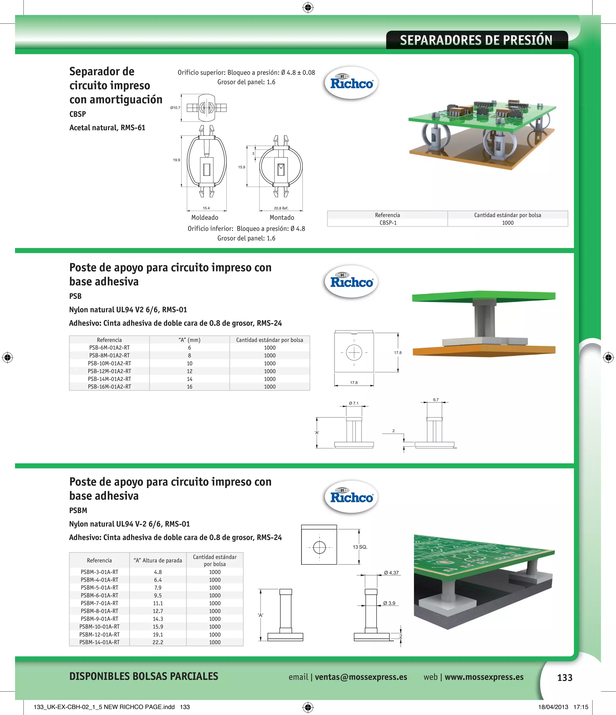 Separadores, soportes PCB y componentes de circuitos impresos by Richco ...