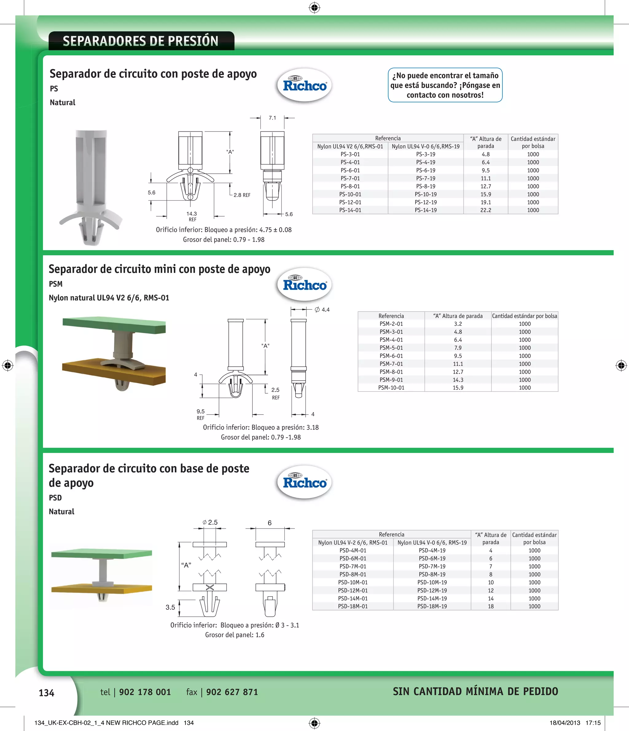 Separadores, soportes PCB y componentes de circuitos impresos by Richco ...