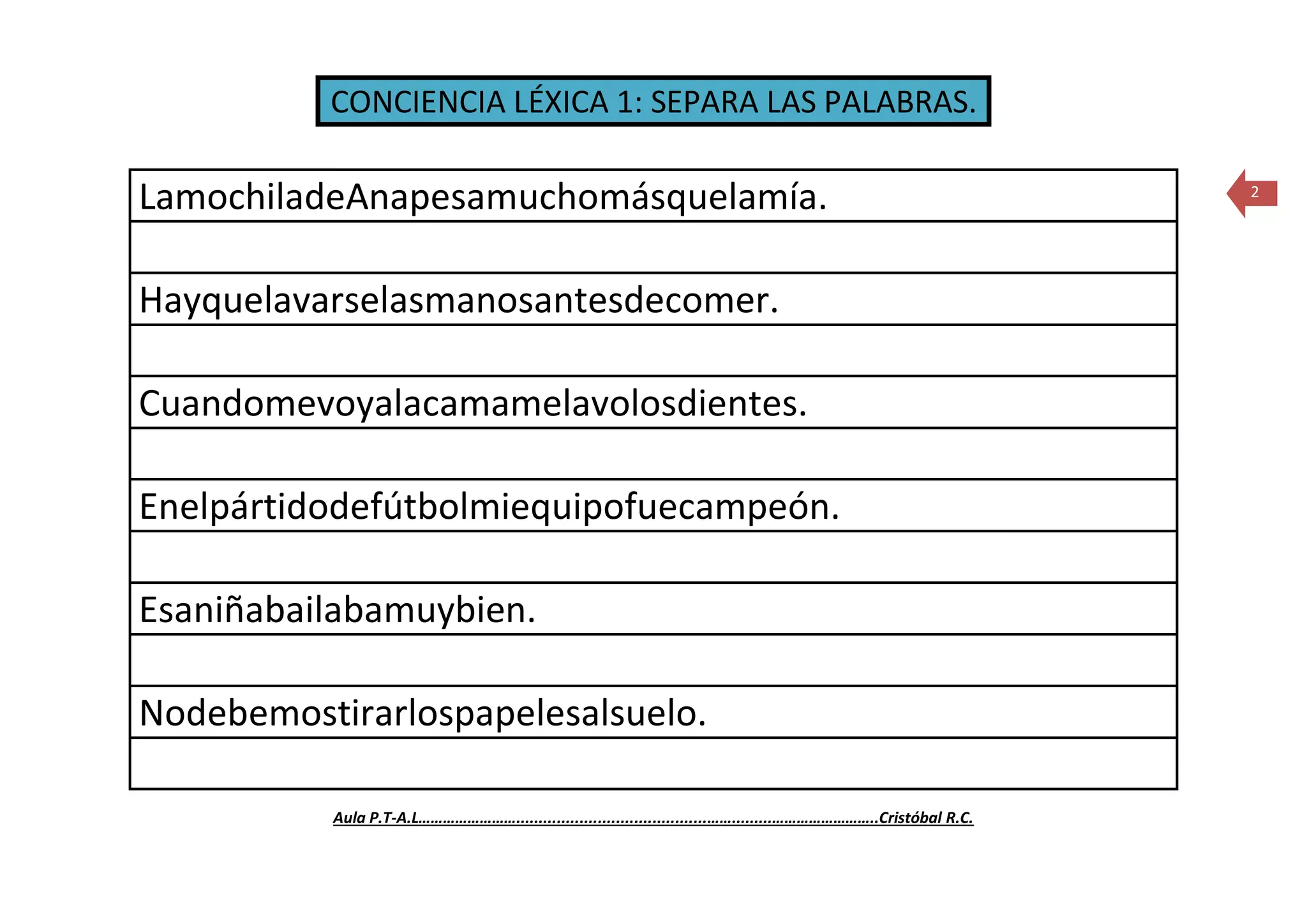 Separa las palabras. | PPT
