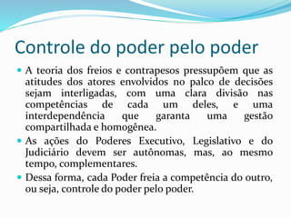 Separação dos poderes (check and balances) | PPTX