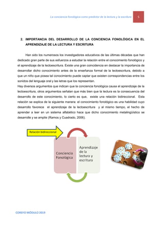 LA CONCIENCIA FONOLÓGICA COMO PREDICTOR DE LA LECTURA Y LA ESCRITURA. | PDF