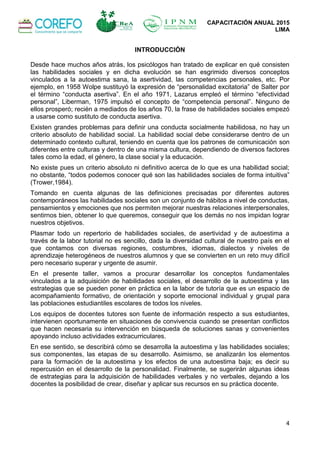 ESTRATEGIAS DE TUTORIA PARA FORTALECER LA AUTOESTIMA Y LAS HABILIDADES ...