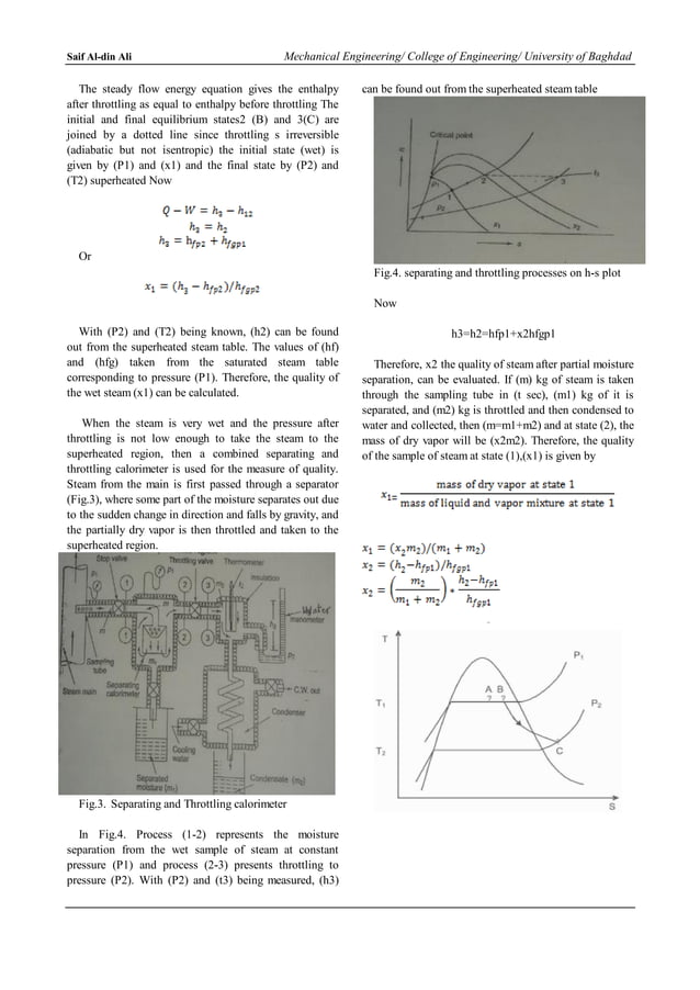 Separating and throttling calorimeter for steam | PDF