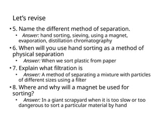 Separating Mixtures Year 7 Science ACARA | PPTX | Chemistry | Science