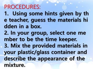 Separating Mixtures Handpicking | PPTX