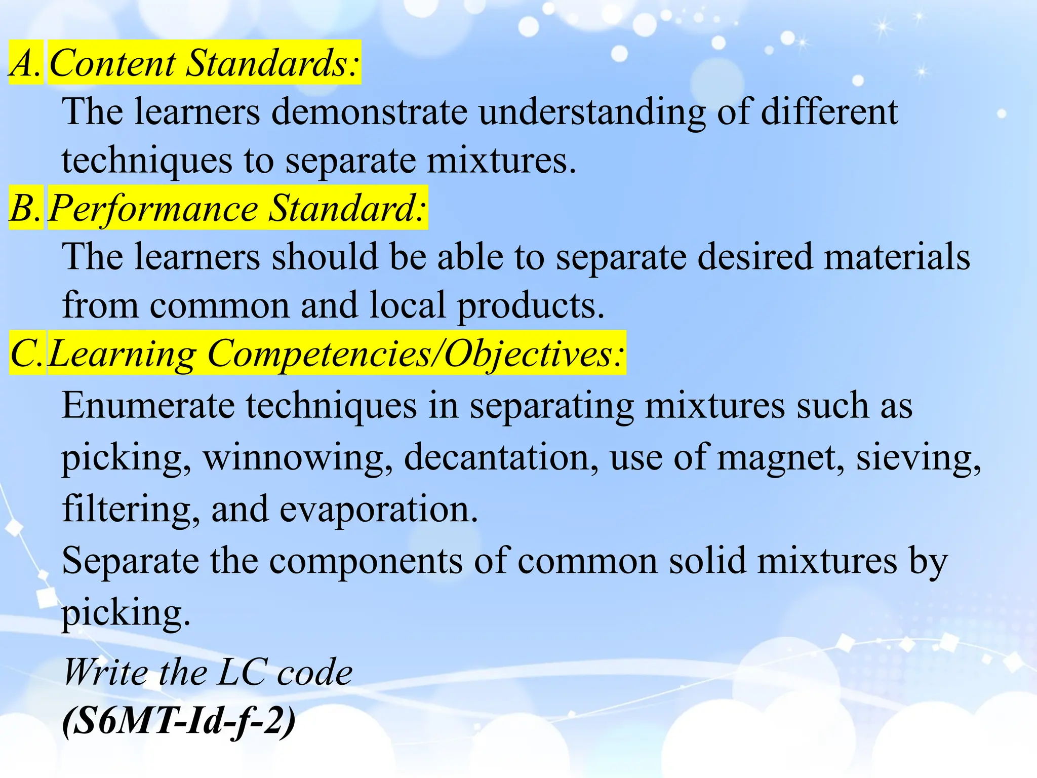 Separating Mixtures Handpicking.ppt Grade 6 | PPTX