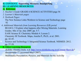 Separating Mixtures Handpicking.ppt Grade 6 | PPTX