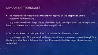 Separating Techniques Review for mixture | PDF