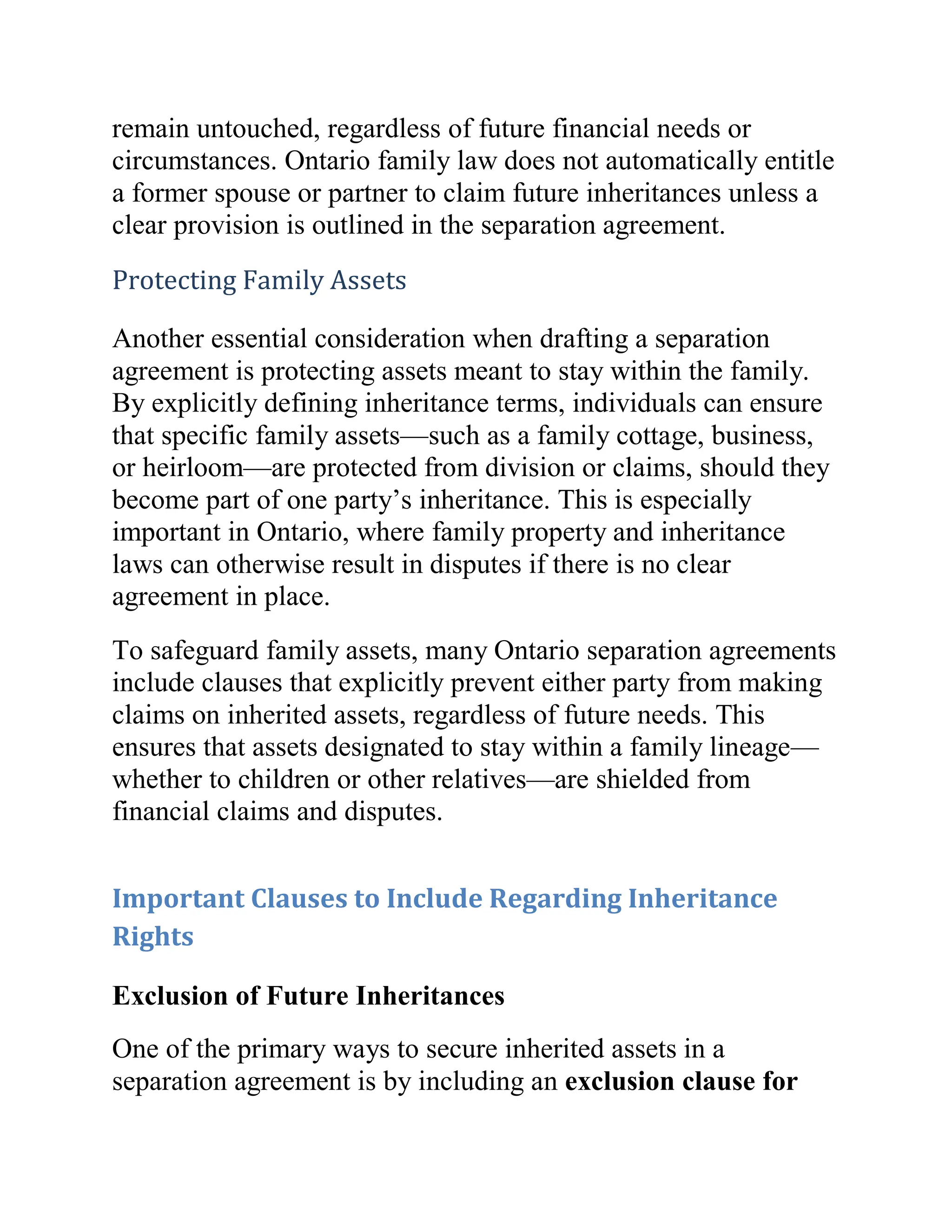 Separation Agreements and Future Inheritance Rights | PDF