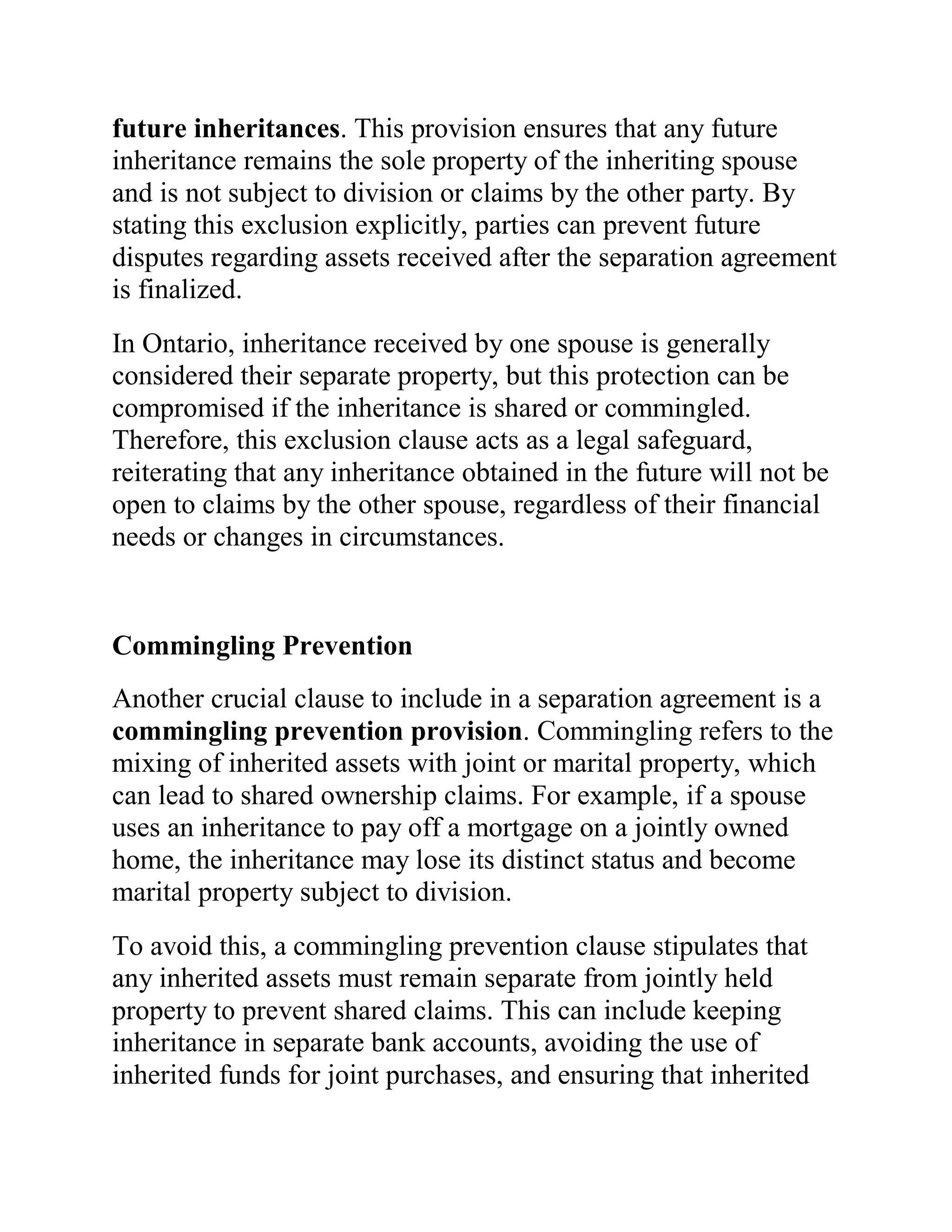 Separation Agreements and Future Inheritance Rights | PDF