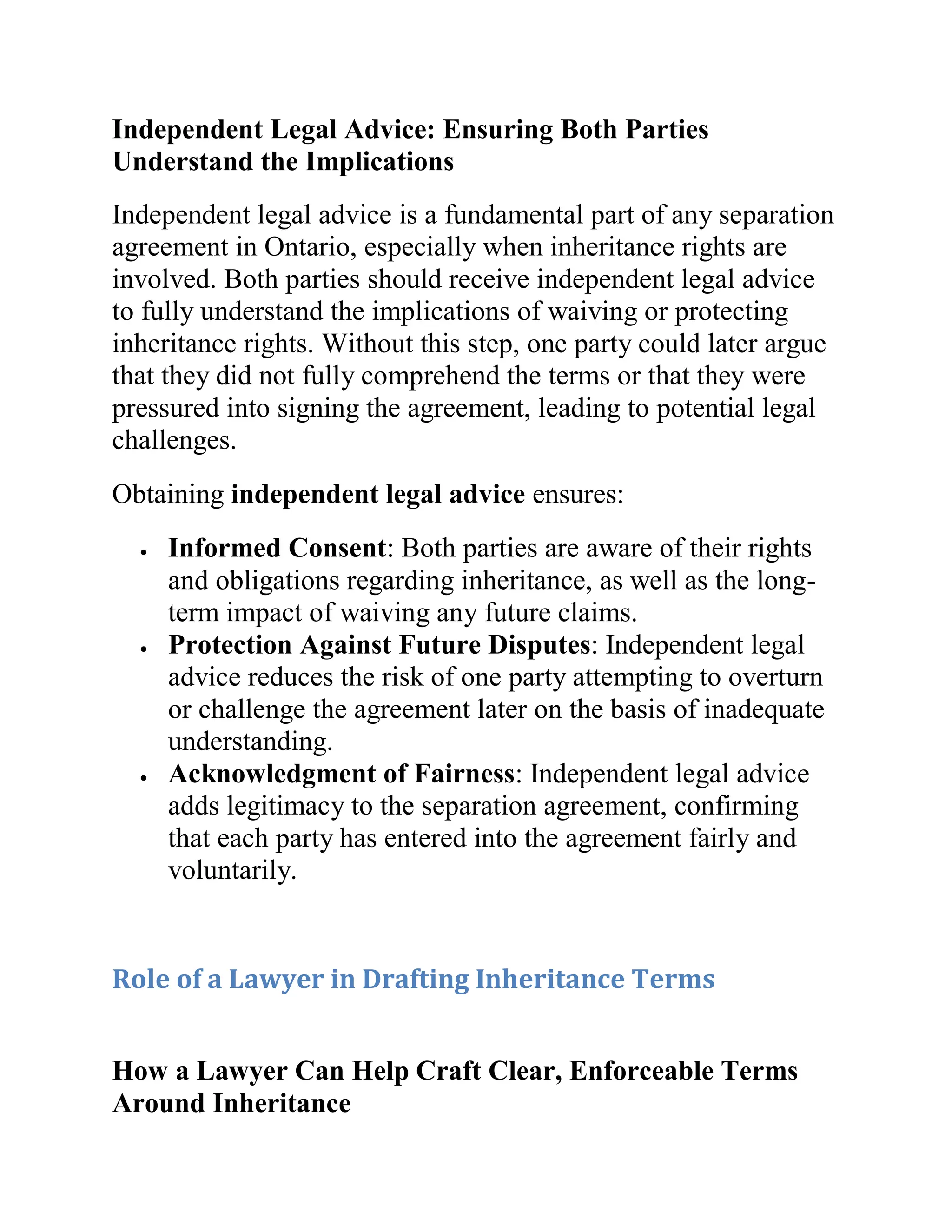 Separation Agreements and Future Inheritance Rights | PDF