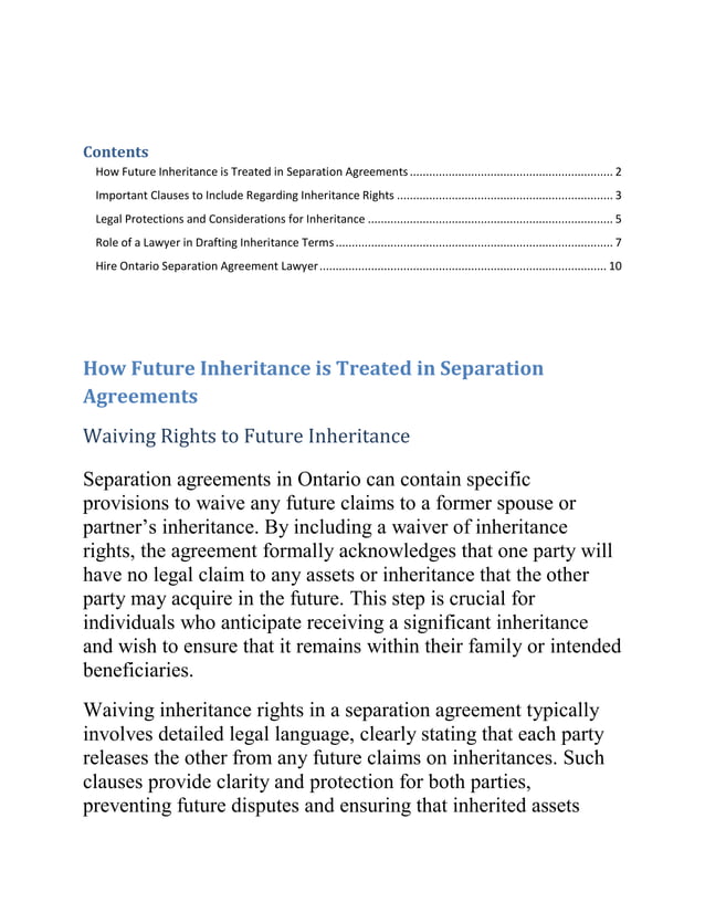 Separation Agreements and Future Inheritance Rights | PDF