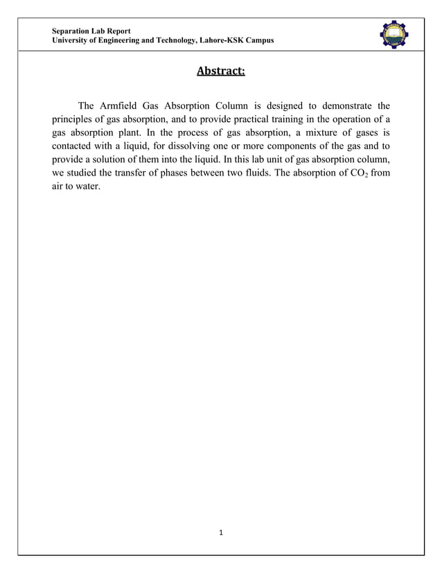 Armfield Gas Absorption Column Experiment | PDF